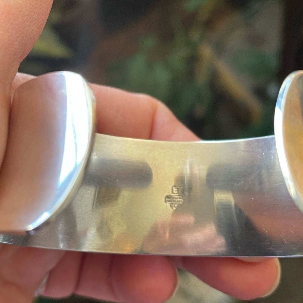 Vintage Ej Sterling Silver Denmark Cuff - Gem